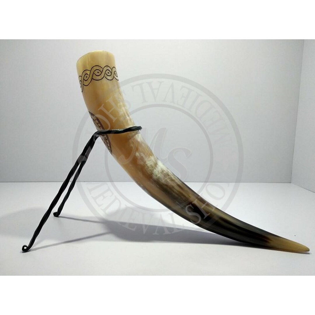 Viking Drinking Horn Natural Medieval Buffalo Ox Beer Drinking Horn ...
