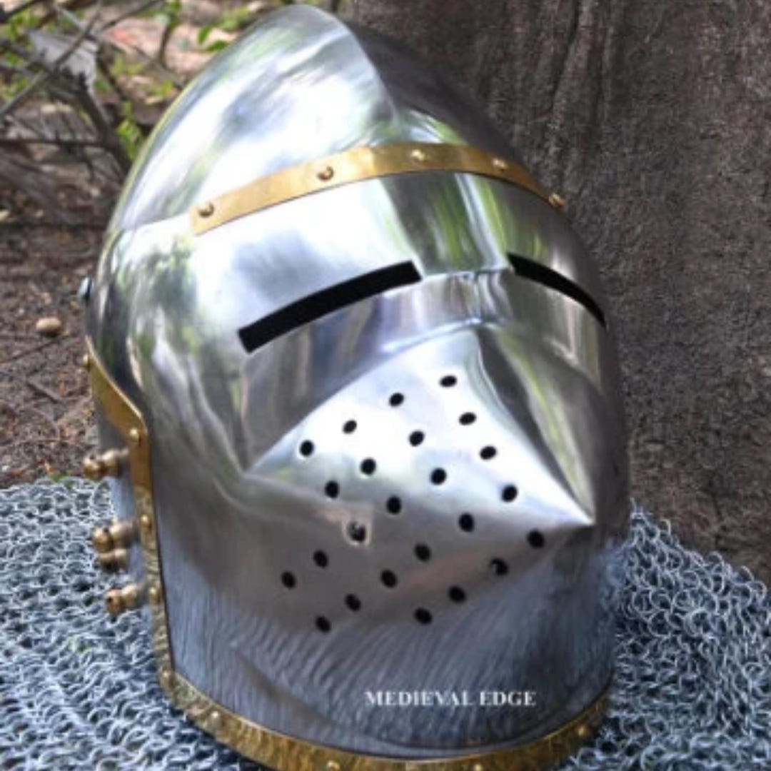 XIV Century Medieval Steel Crusader Pig Face Helmet Battle Ready Knight ...