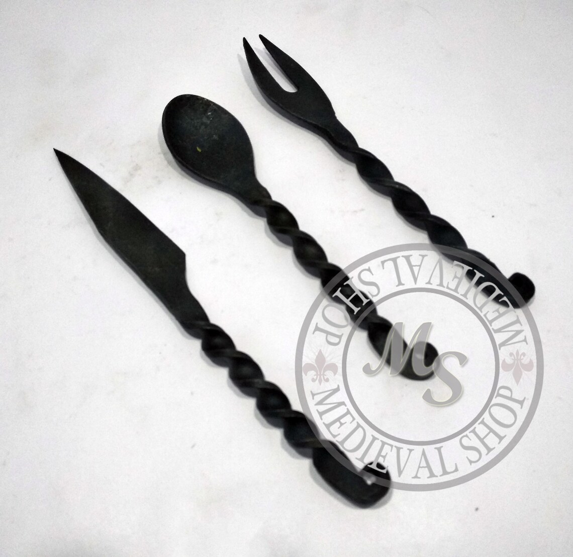 Hand-forged Iron Medieval Cutlery Set Viking Traditional - Etsy