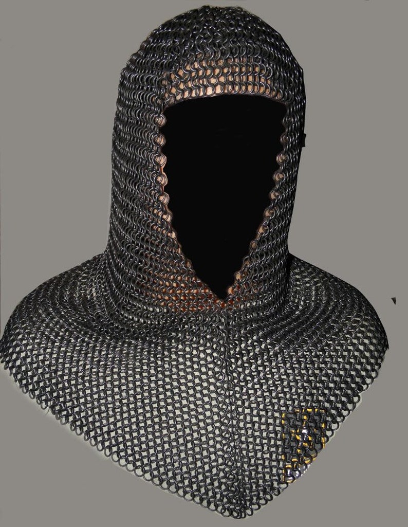 Chain-mail Coif Black Butted Medieval Armour Chainmail Hood - Etsy