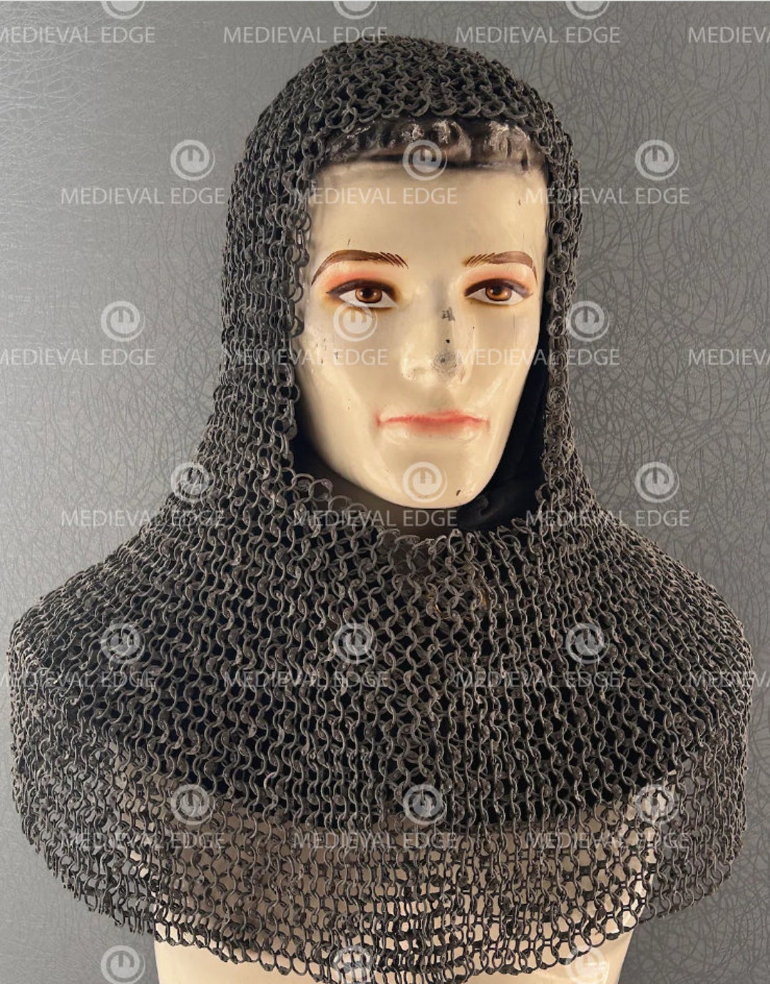 Chainmail Coif U-neck 10 MM Chain Mail Hood | Medieval Templar Crusader ...