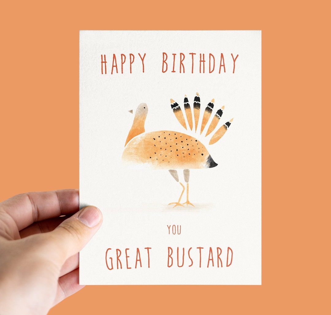 Bustard Bird Happy Birthday Greetings Card - Etsy