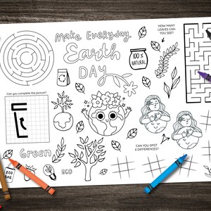 Eco Earth Day Activity Sheet Colouring - Instant Download Digital Art ...
