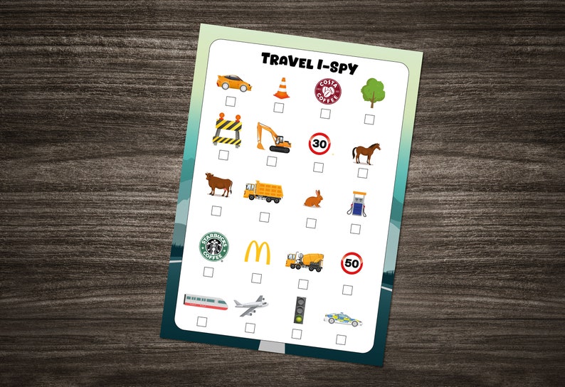 Kids Road Trip Game I-spy Scavenger Hunt - Travel Game Activity Kids ...