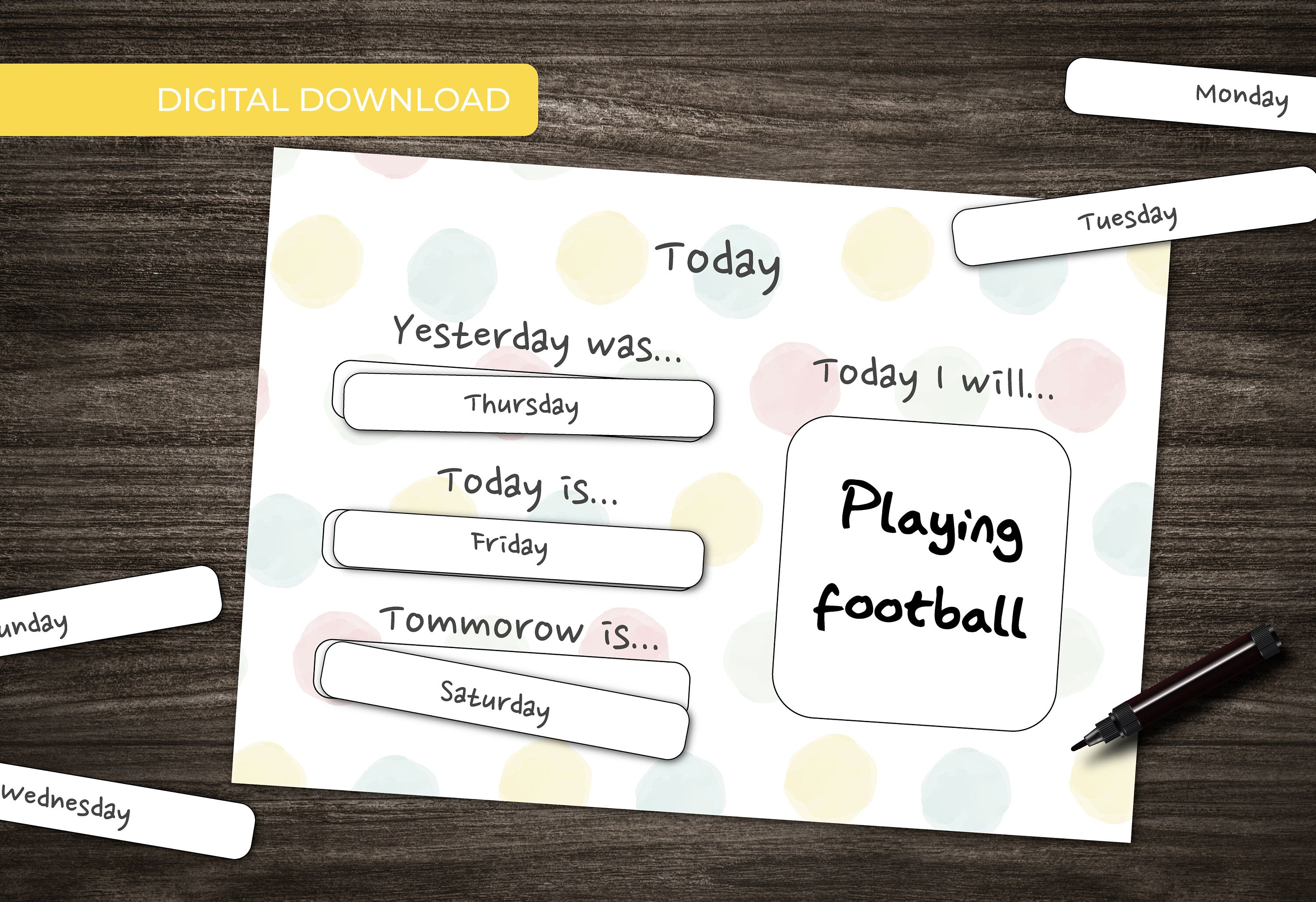 Days of the Week Learning Activity Set: Tracing, Sequencing (digital ...