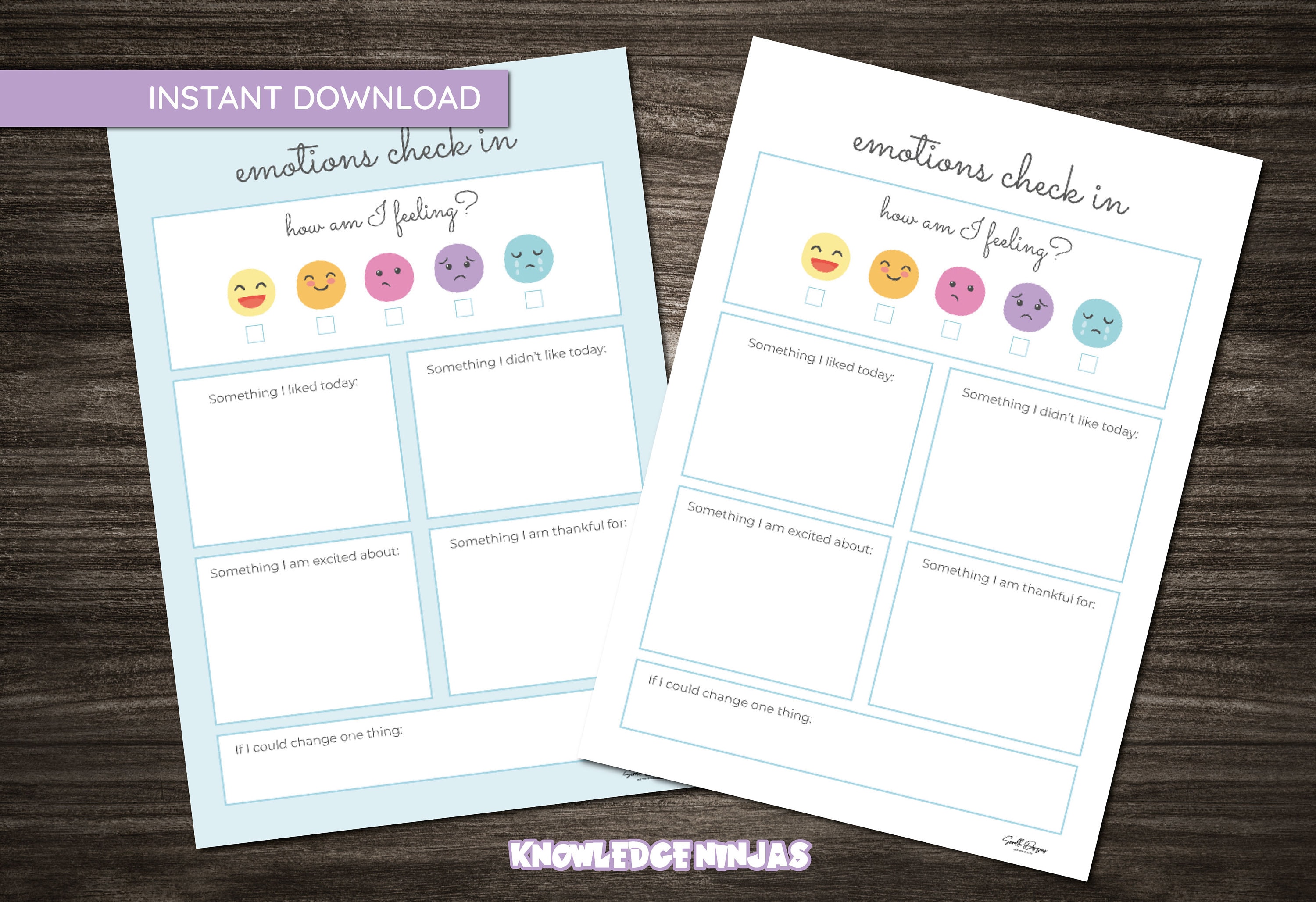 Emotions Feelings Check in Activity Sheet for Kids Teen Adult Mental ...