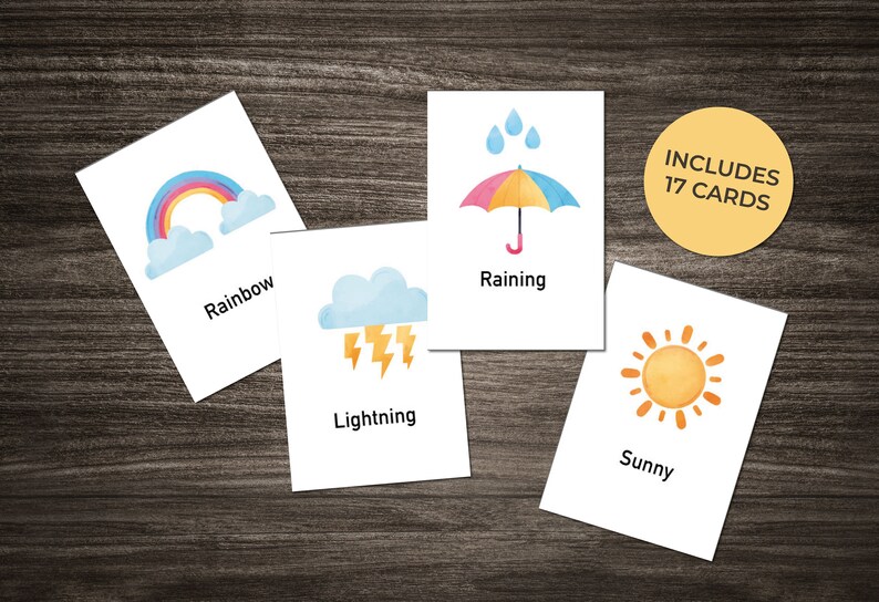 Weather Flash Cards for Kids: Educational Printable (digital Download ...