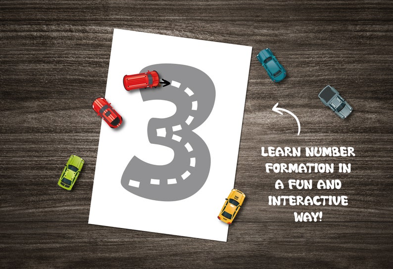 Road Number Car Tracing Pages Activity Sheets - Instant Digital ...