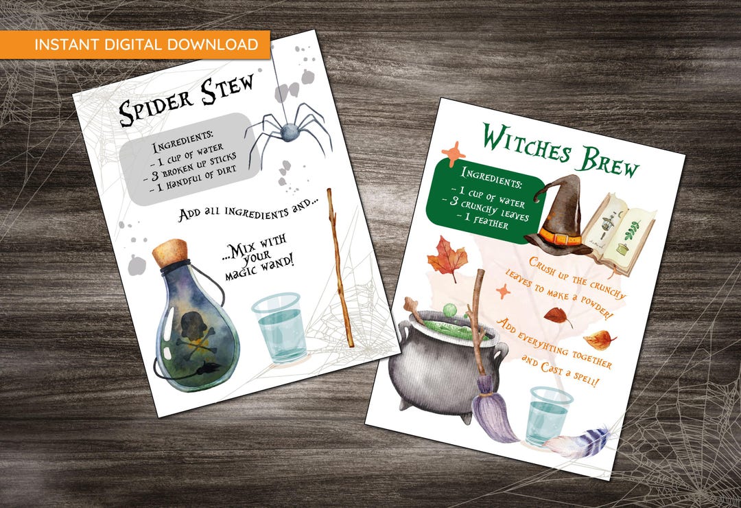 Halloween Recipe Flash Cards Mud Kitchen Spooky Potions Great for ...