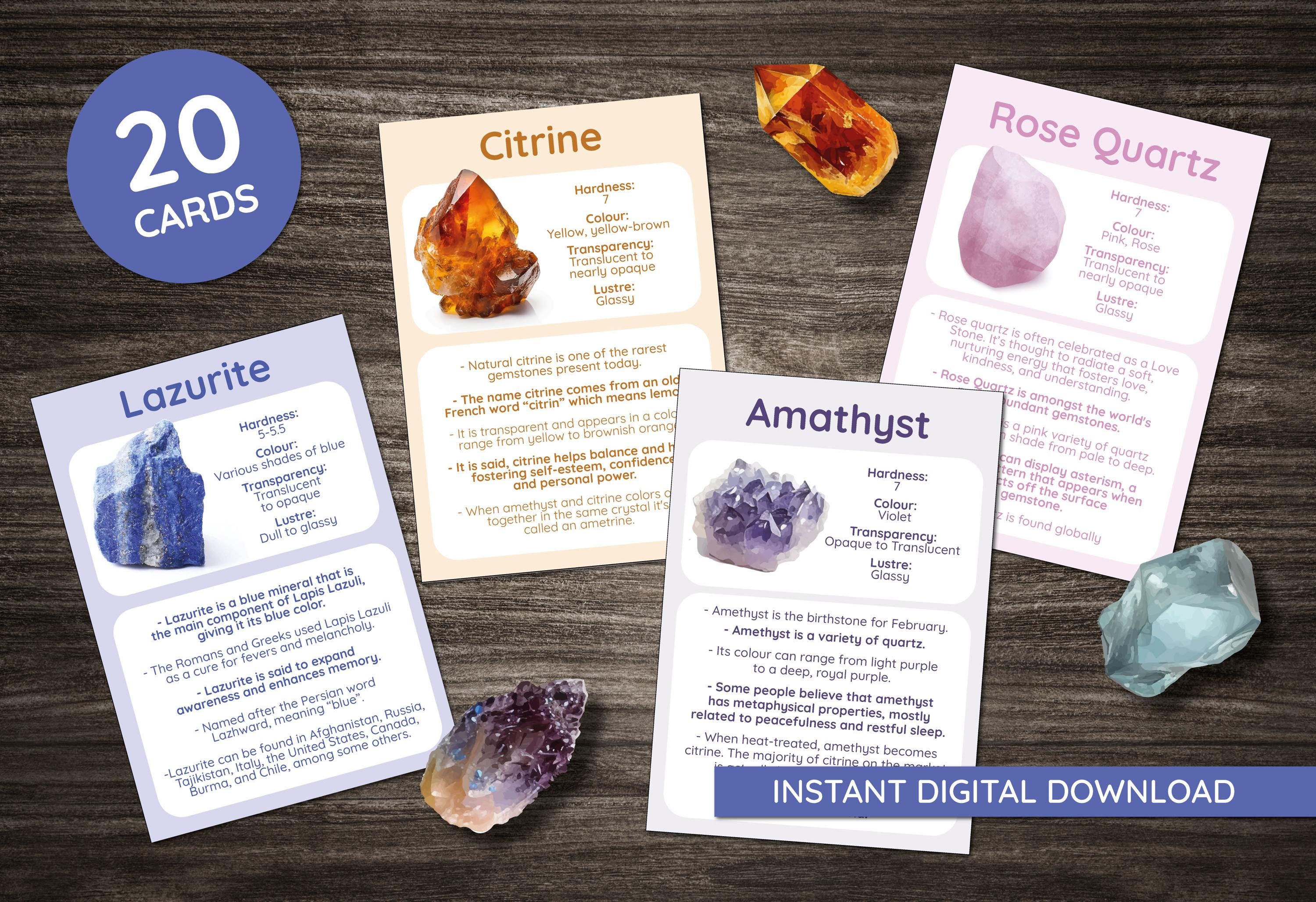 Crystal & Mineral Fact Flash Cards: Geology Educational Tool (digital ...