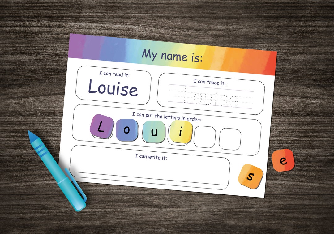 Rainbow Name Learning Activity Sheet - Instant Digital Download - Read ...