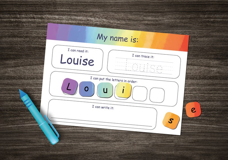 Rainbow Name Learning Activity Sheet Instant Digital Download Read ...
