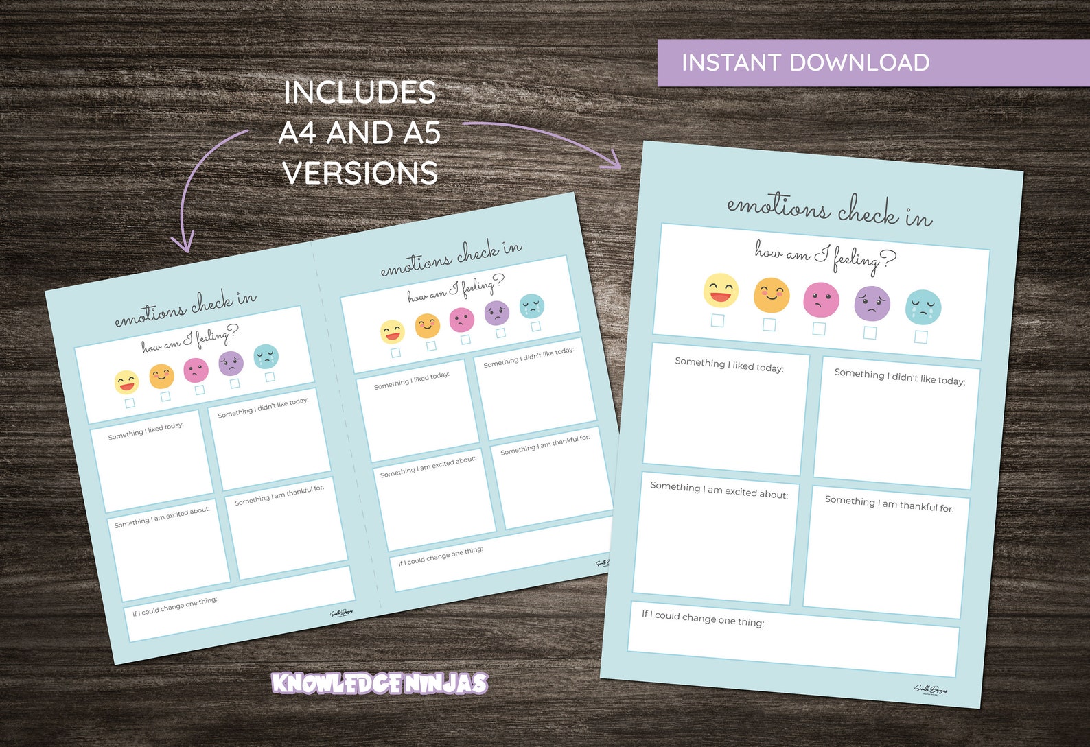 Emotions Feelings Check in Activity Sheet for Kids Teen Adult Mental ...