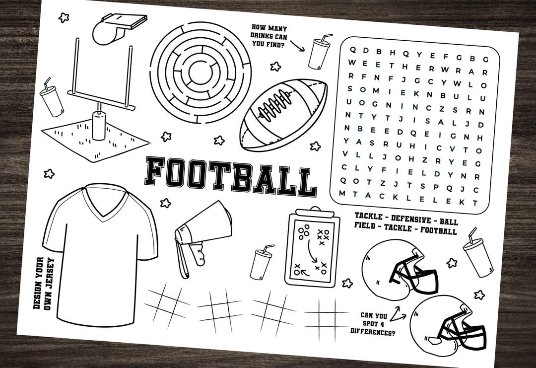 American Football Activity Sheet: Printable Goal, Puzzle, Maze ...