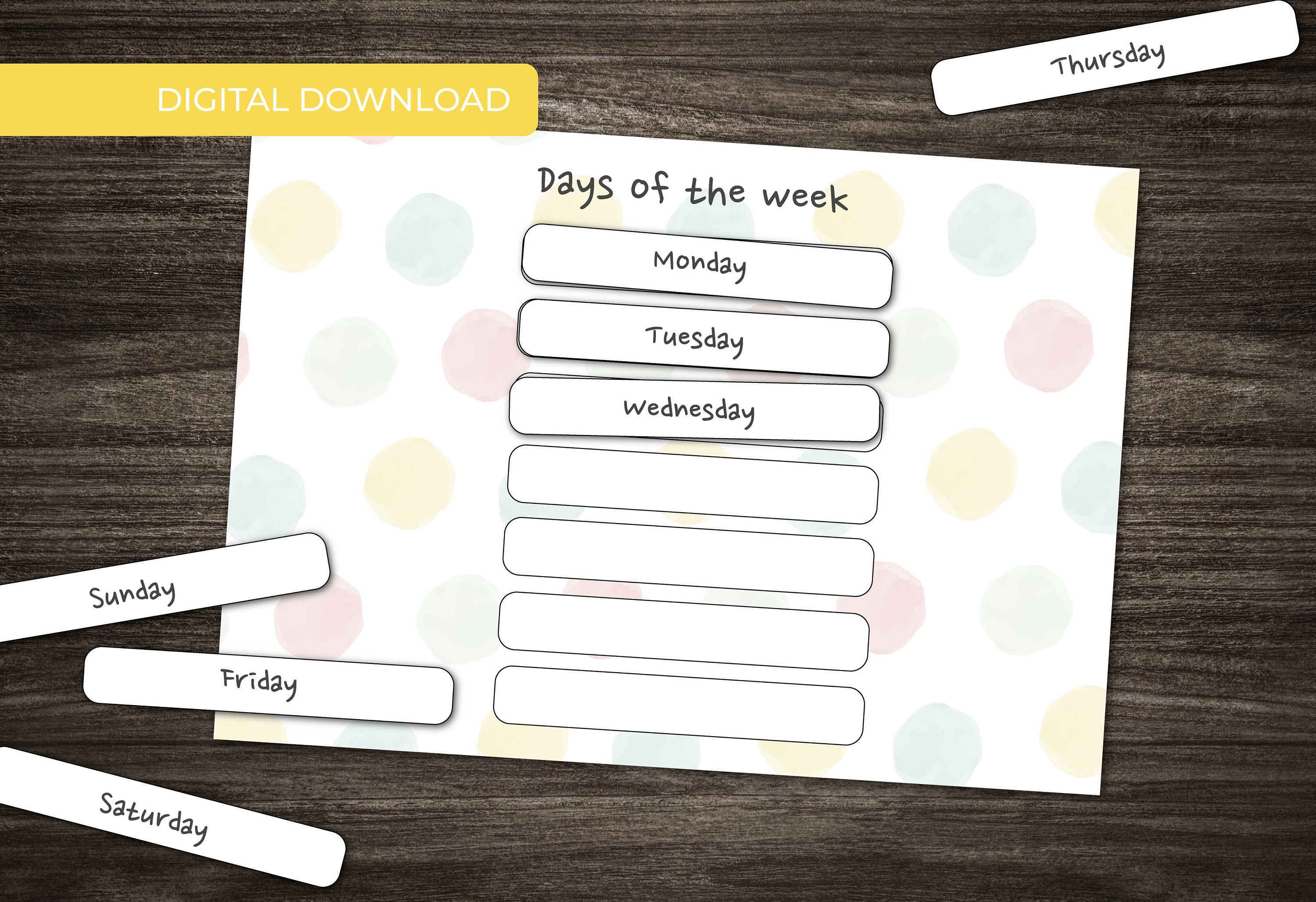 Days of the Week Learning Activity Set: Tracing, Sequencing (digital ...