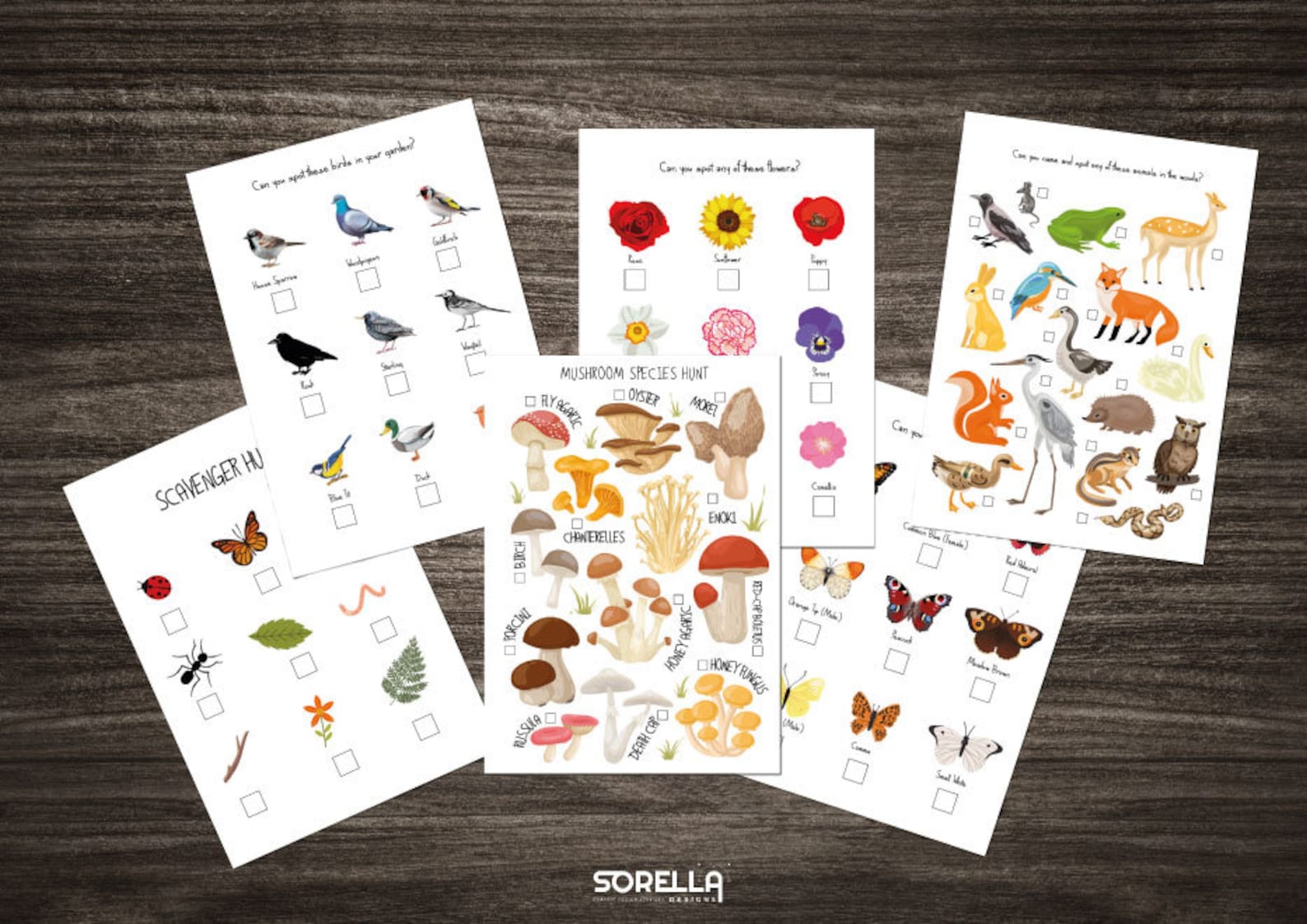 6 Printable Kids Nature Scavenger Hunt Sheets Forest School Outdoor ...