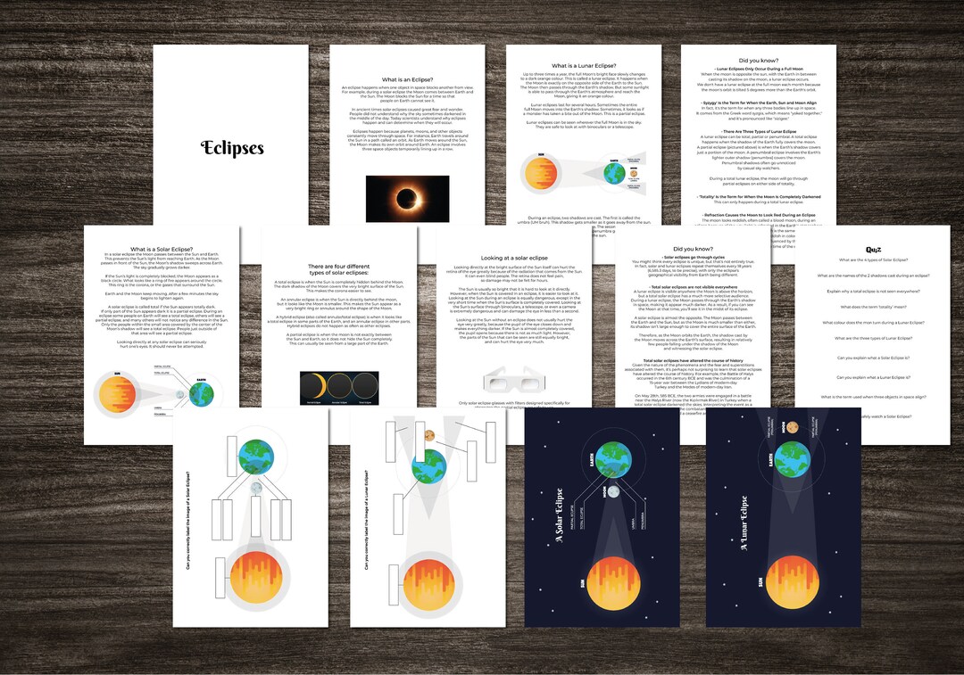 Eclipse Study Pack - 13 Pages - Educational Activity Book - Instant ...