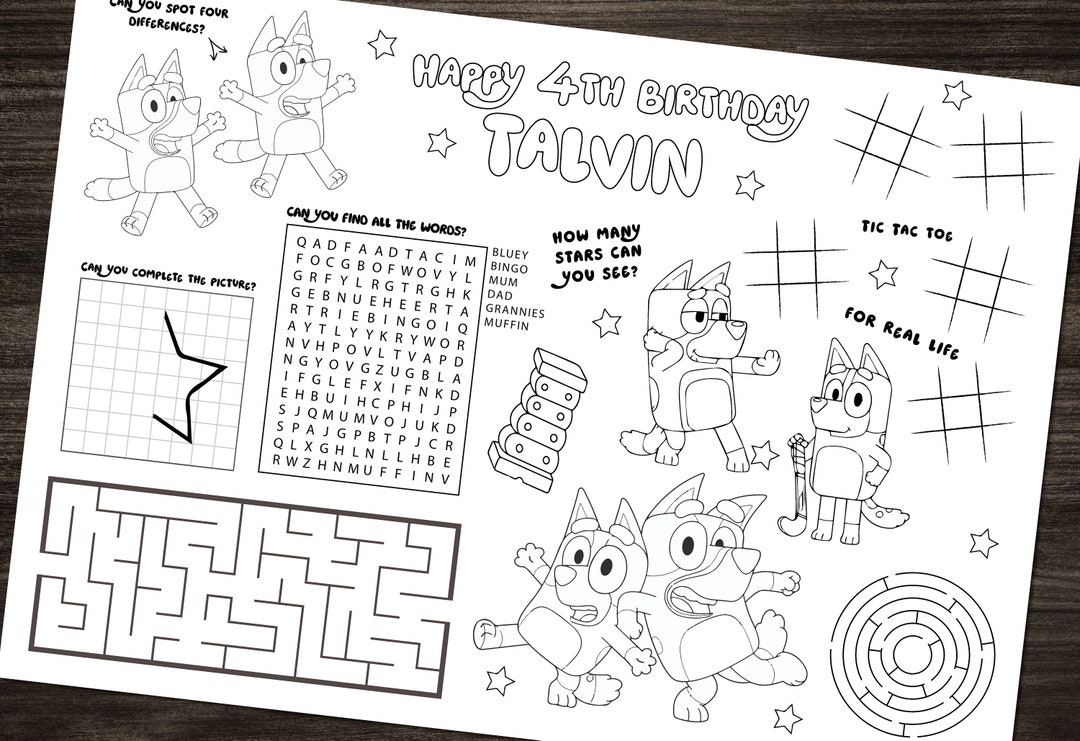 Bluey Personalised Party Favour Activity Colouring Sheets pack of 15 ...