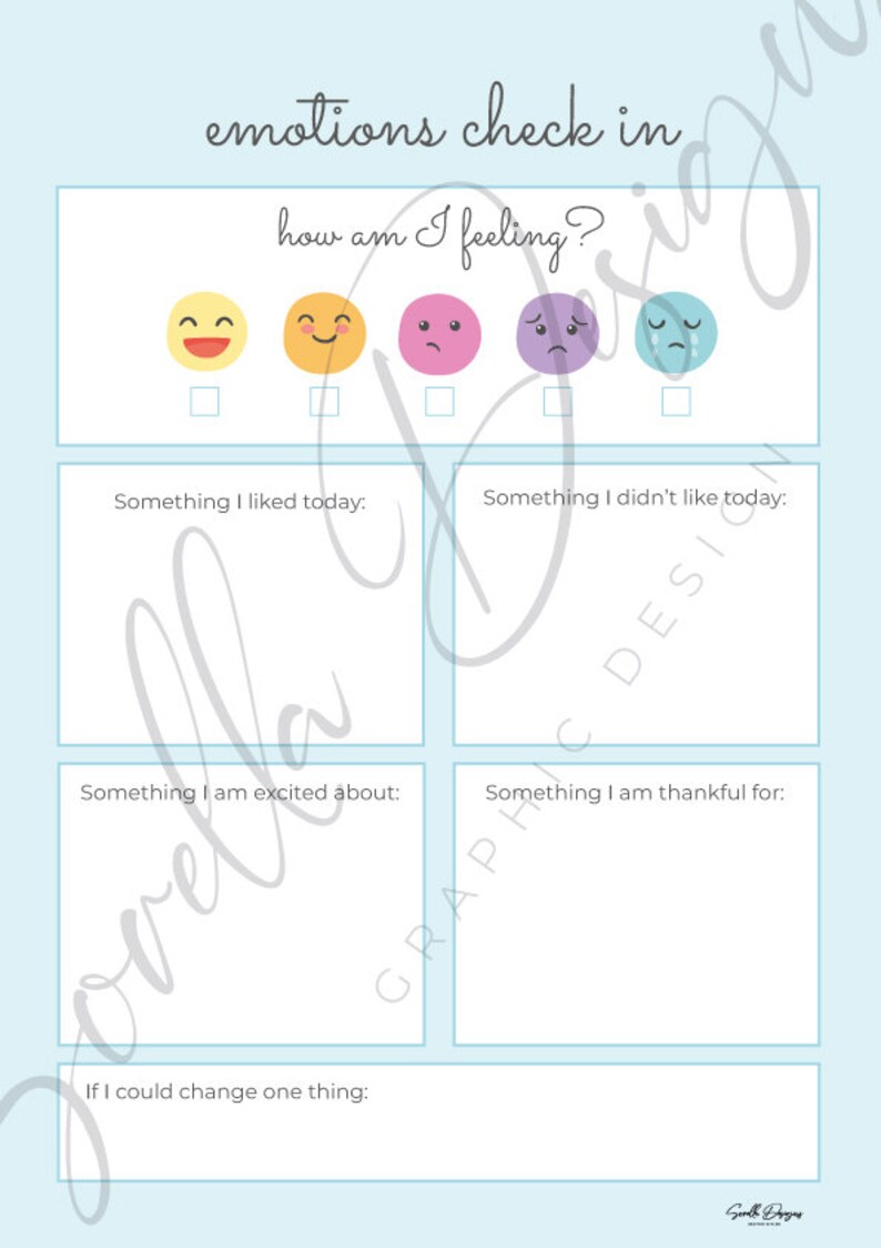 Emotions Feelings Check in Printable Sheet for Kids Kids Mental Health ...