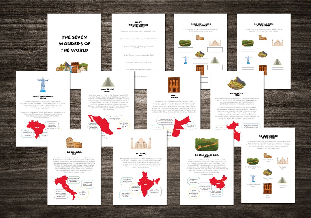Seven 7 Wonders of the World Learning Study Pack Including Flash / Fact ...