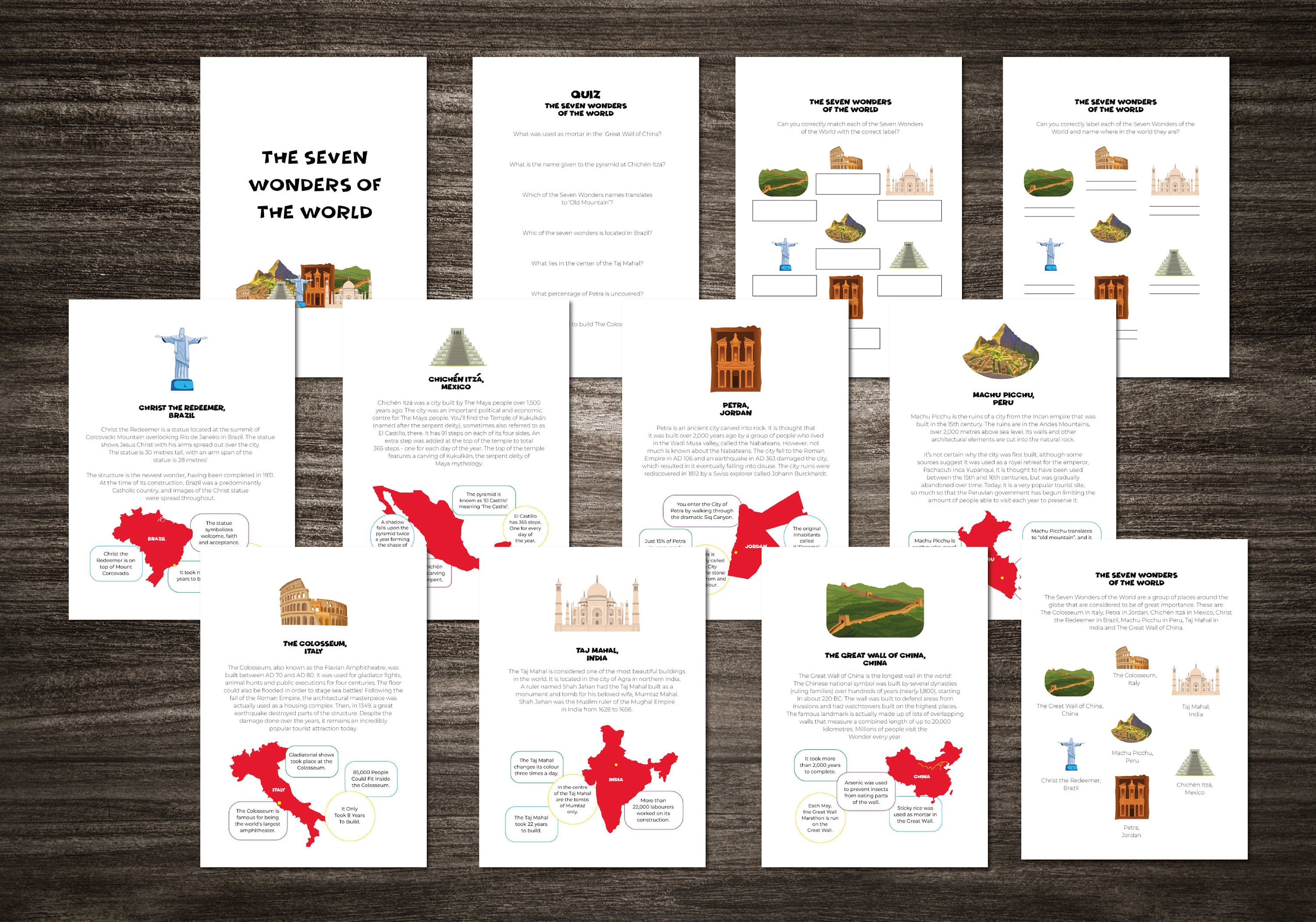 Seven 7 Wonders of the World Learning Unit Study Pack - Including Flash ...