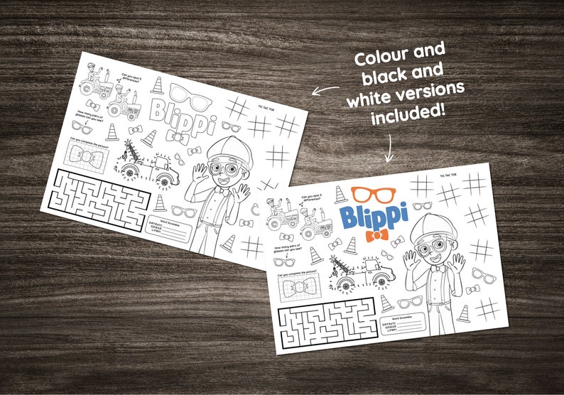 Blippi Activity Sheet Placemat Instant Digital Download Counting ...