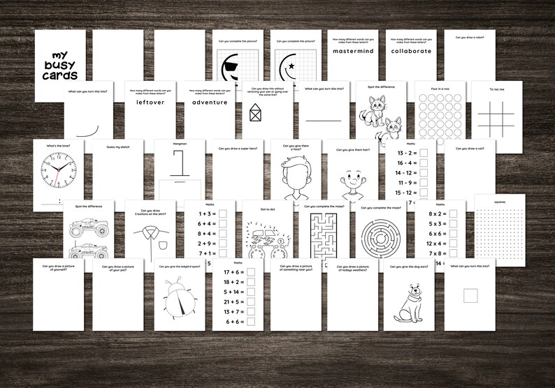 Kids 40 Busy Printable Cards Activities - Instant Digital Download - Etsy