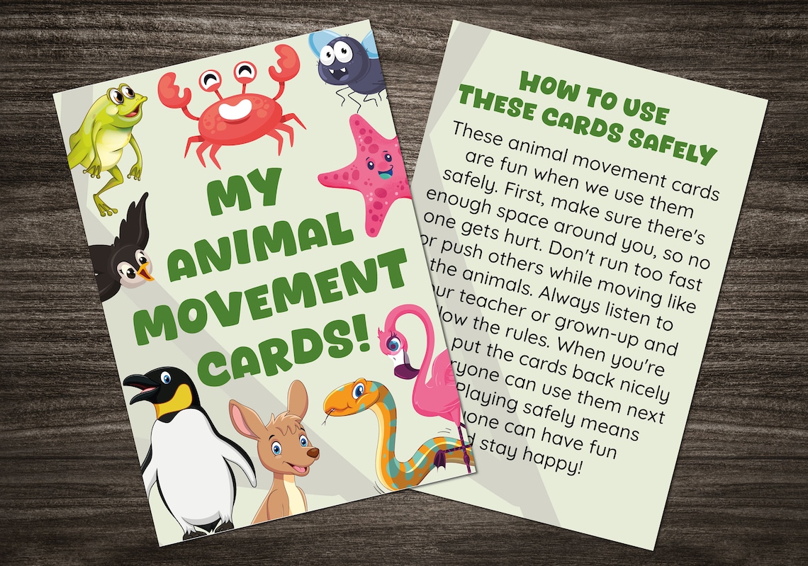 Animal Movement Flash Cards Game - Get Kids Moving! Movement, PE ...
