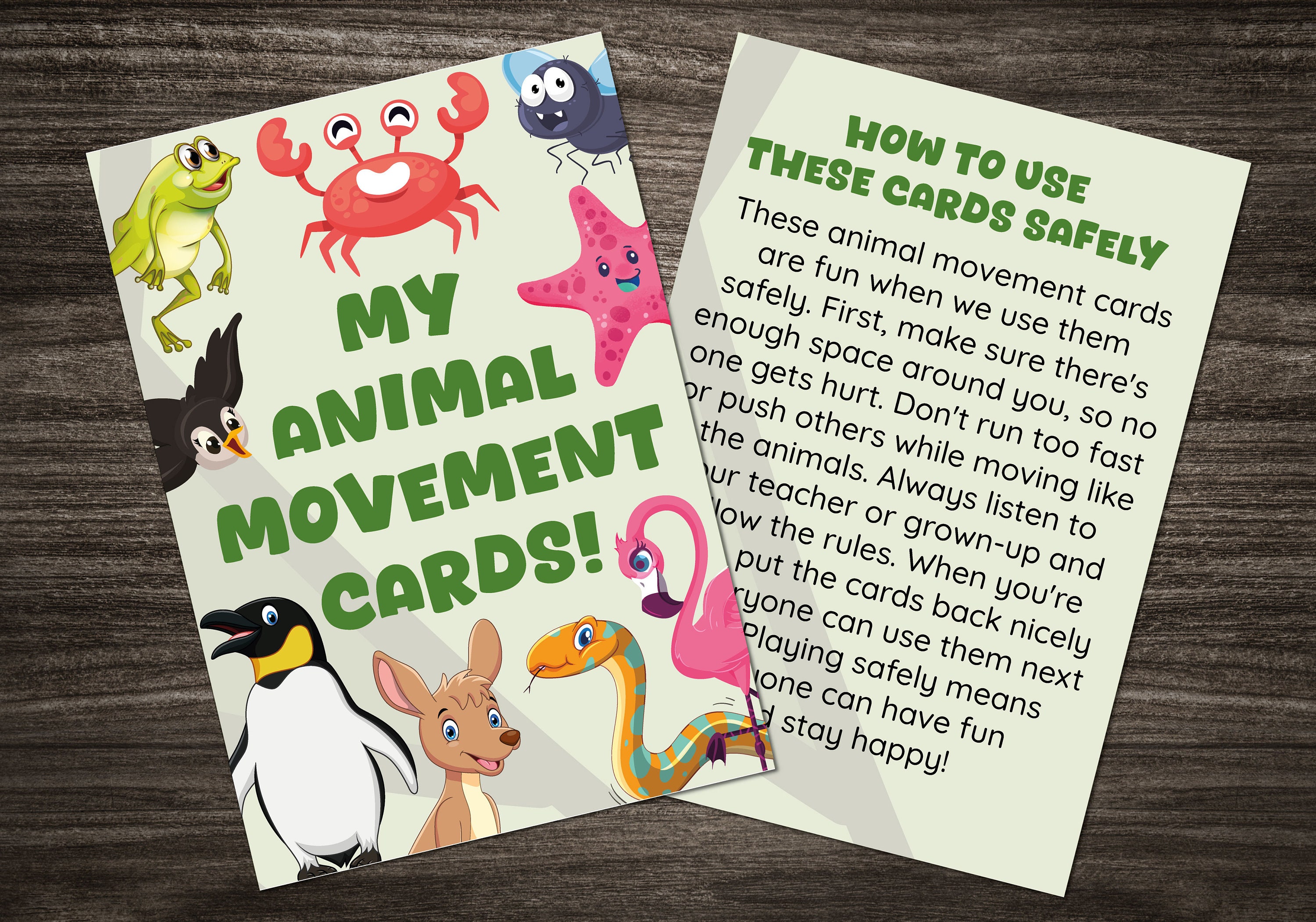 Animal Movement Flash Cards Game - Get Kids Moving! Movement, PE ...