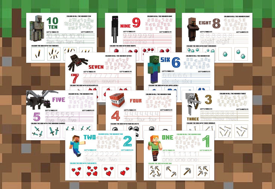 Minecraft Counting Activity Sheet Instant Digital Download Learning ...