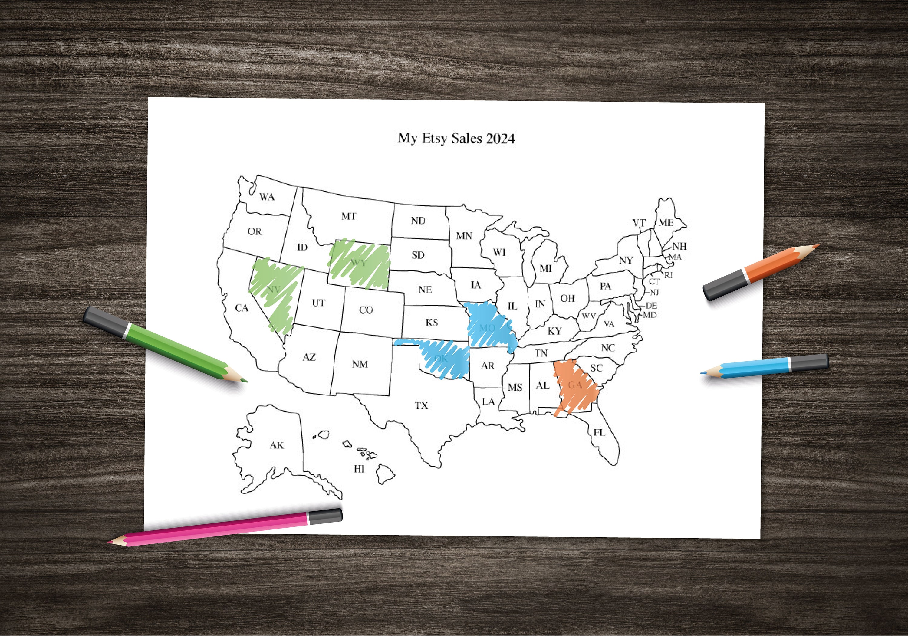 Etsy Sales Map USA States 2024 - Track Sales - Etsy