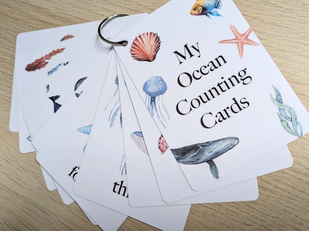 Sea Ocean Counting Flash Cards and Poster for Kids 1 - 10 - Instant ...