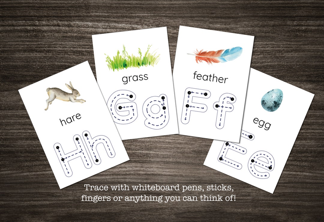Nature Tracing Alphabet Flash Activity Learning Cards - Educational ...