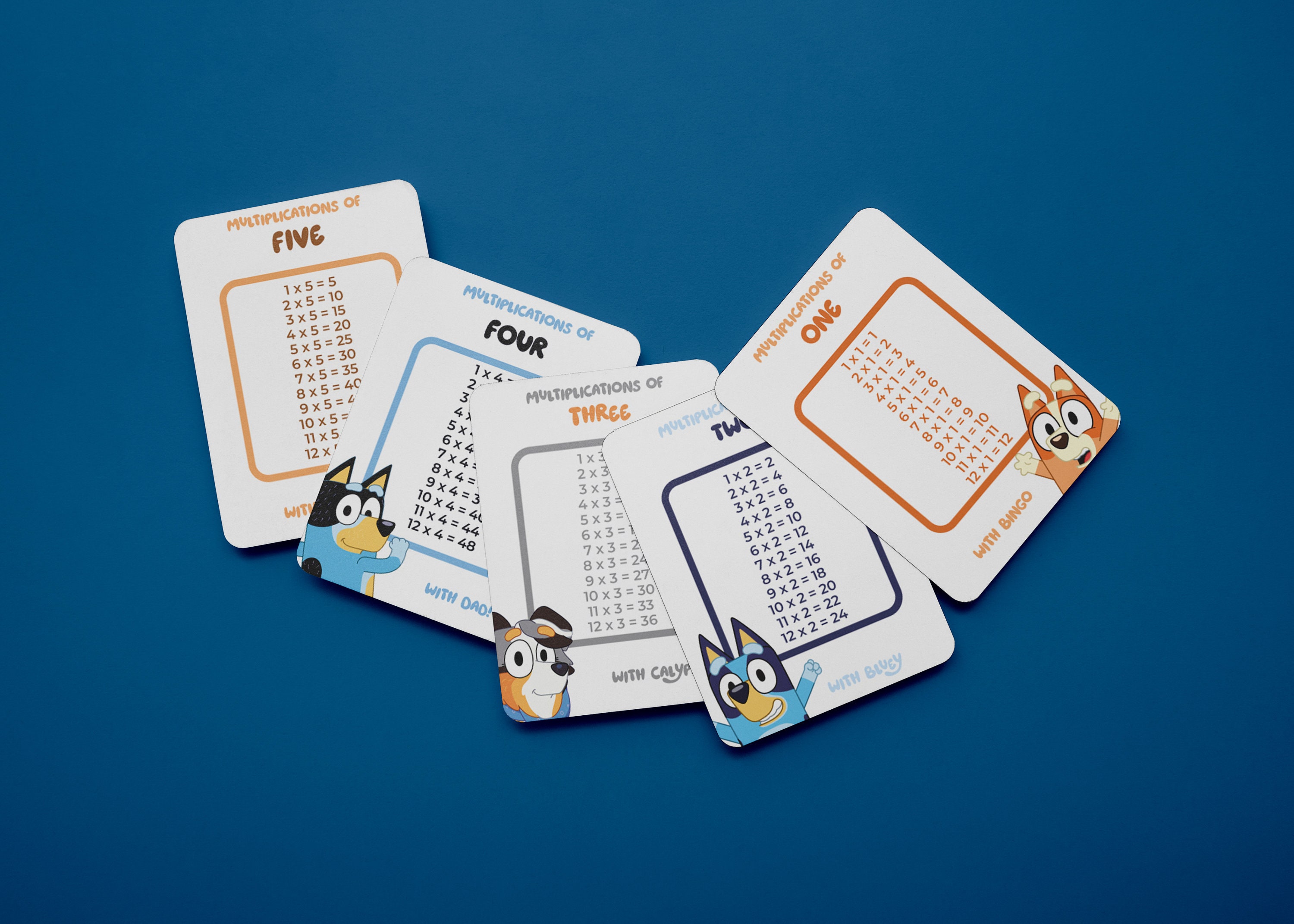 Kids Printable Bluey Flash Multiplication Times Tables Learning Cards ...