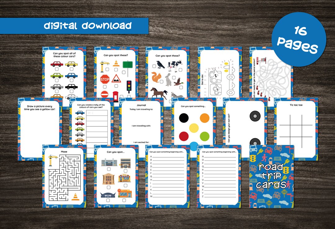 Road Trip Flash Cards for Kids Instant Digital Download Imaginative ...