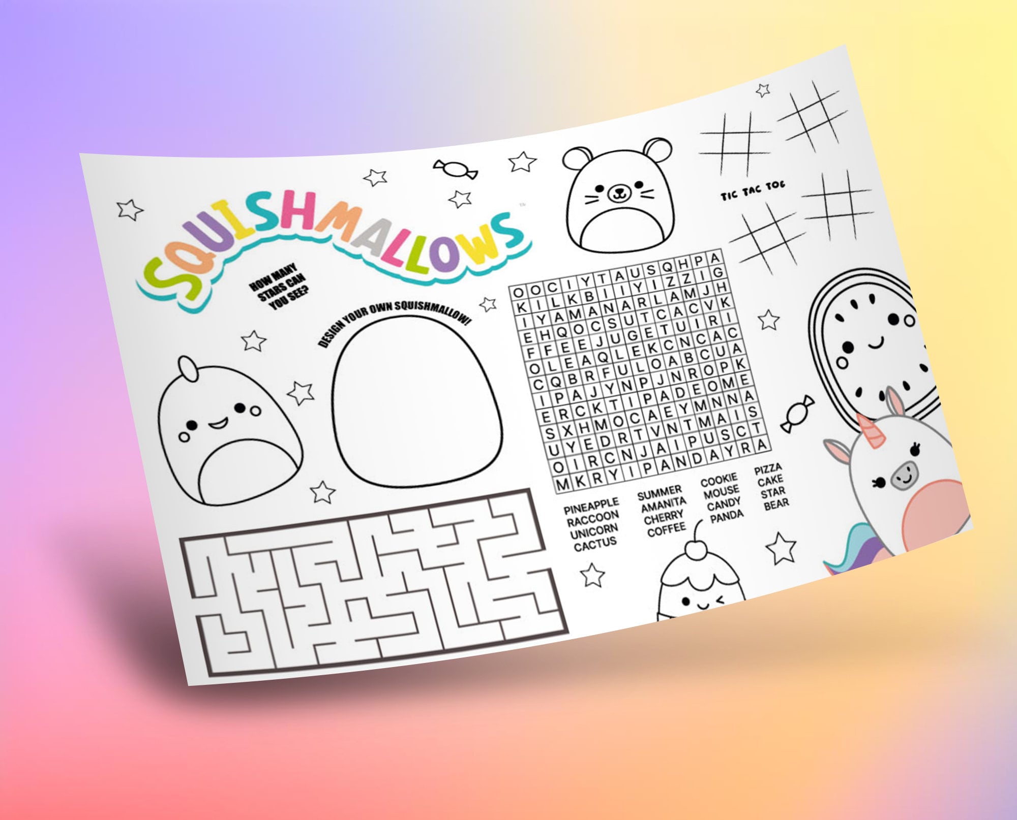 Squishmallows Activity Sheet Colouring Page Instant Download Digital ...