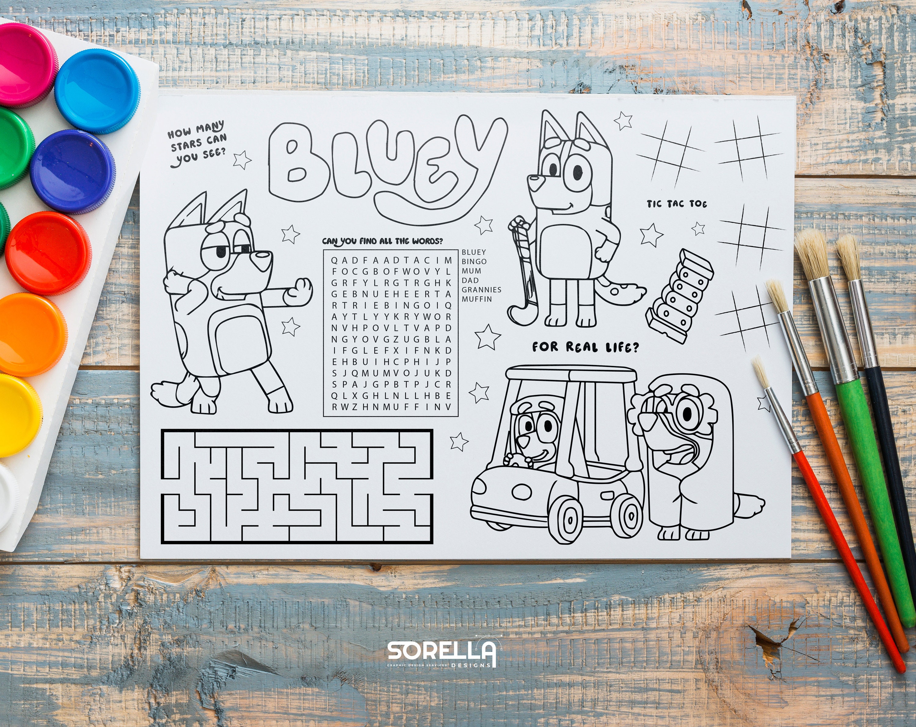 Printable Bluey Activity Sheet Placemat - Etsy