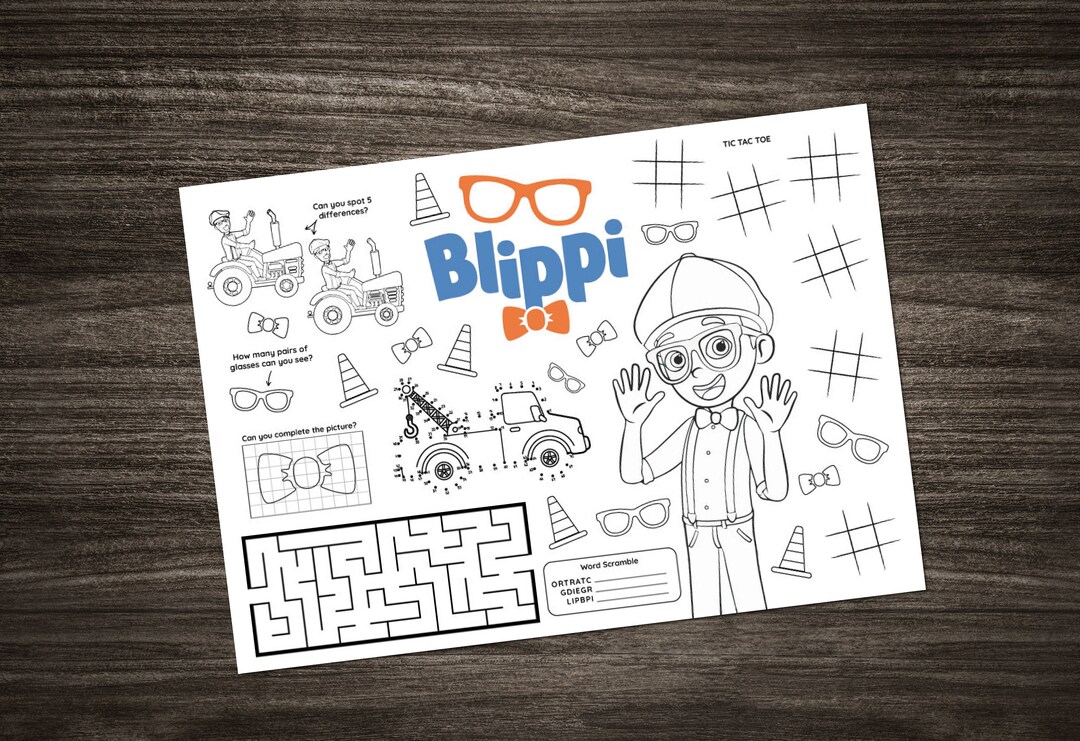 Blippi Activity Sheet Placemat Instant Digital Download Counting ...