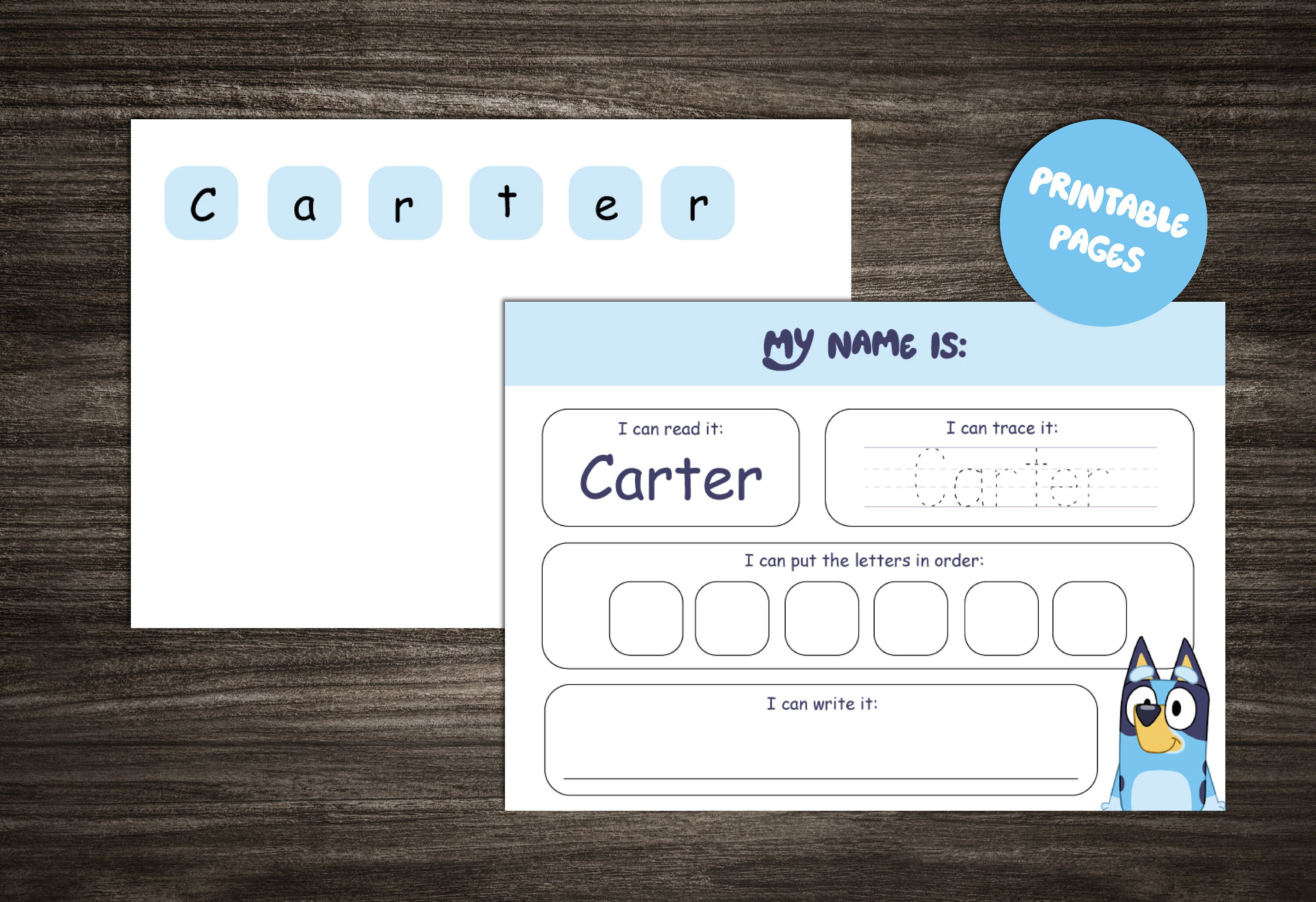 Bluey Name Learning Activity Sheet Instant Digital Download Read, Trace ...