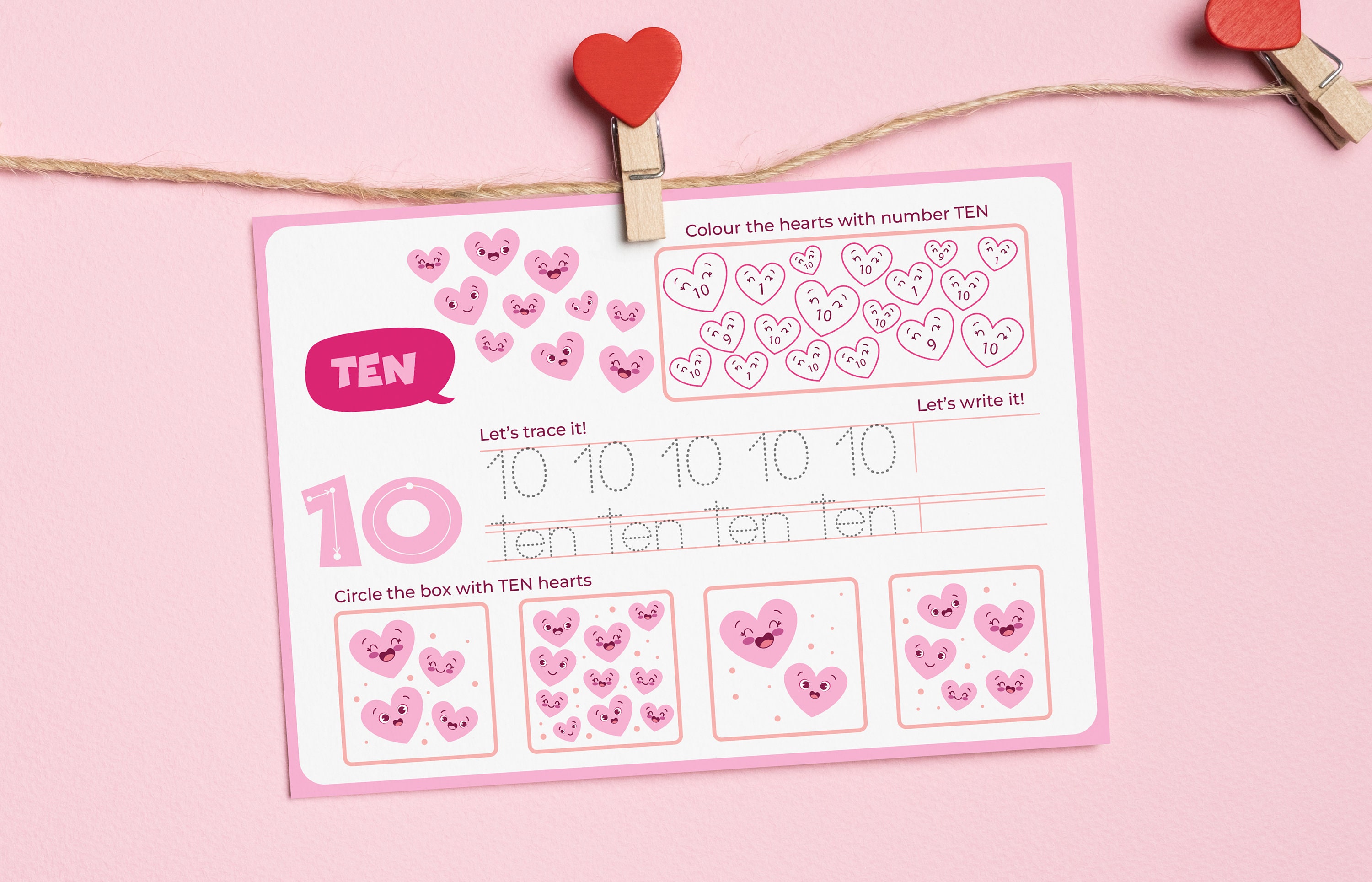 Heart Counting, Worksheet Activity Sheet Instant Digital Download ...
