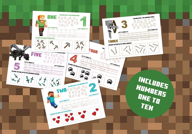 Minecraft Counting Activity Sheet Instant Digital Download Learning ...