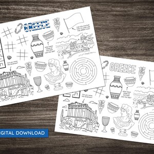 GREECE Travel Activity Sheet - Instant Download Digital Art - Printable ...