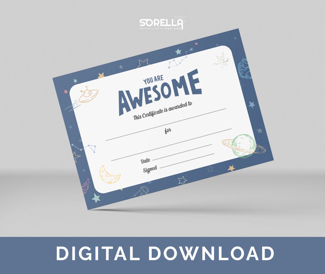 Space Certificate for Any Occasion - Birthday, School, Home, Work ...