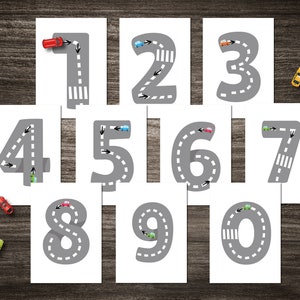 Road Number Car Tracing Pages Activity Sheets - Instant Digital ...