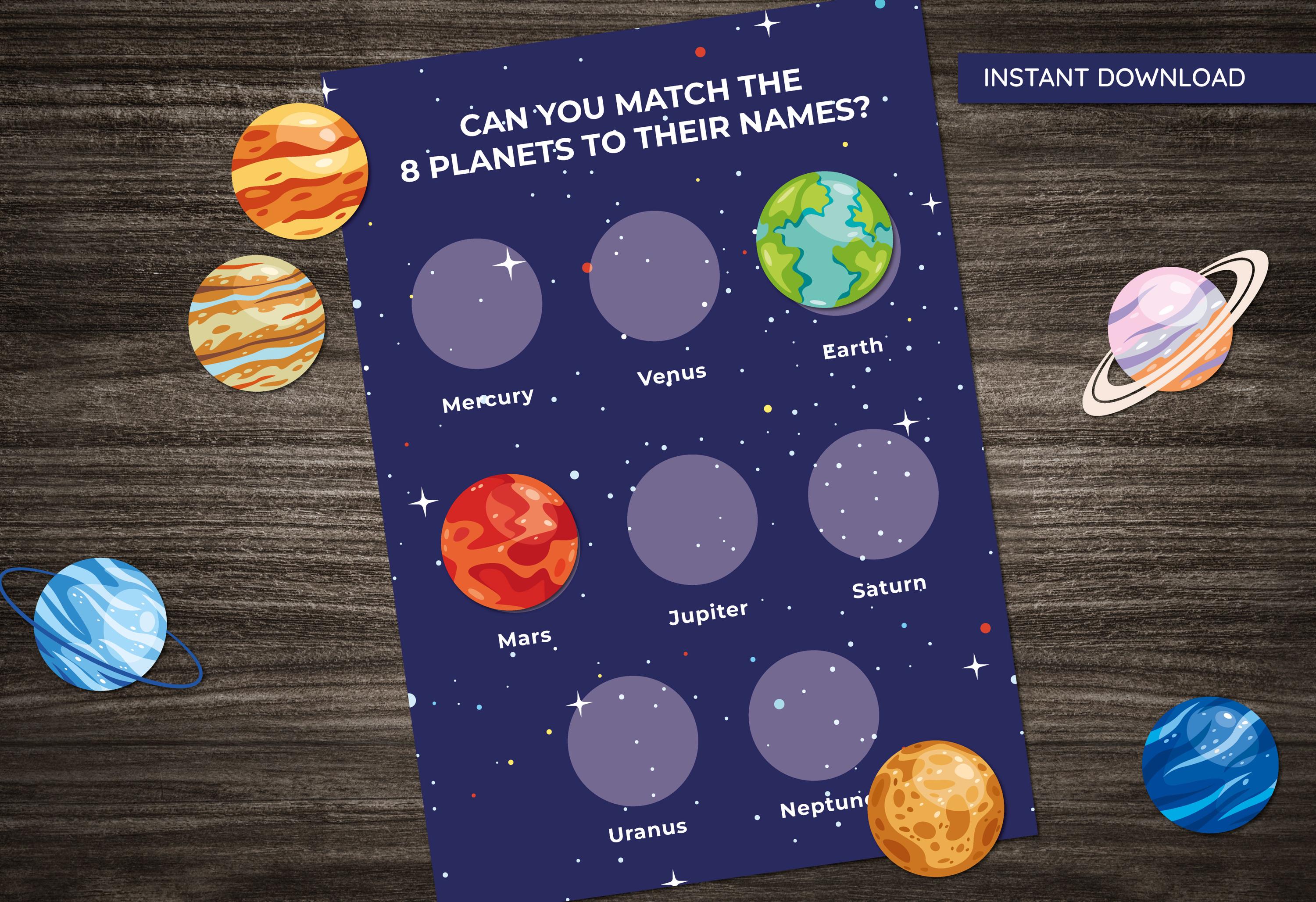 Space Planets Activity Sheets - Solar System Learning - Matching ...