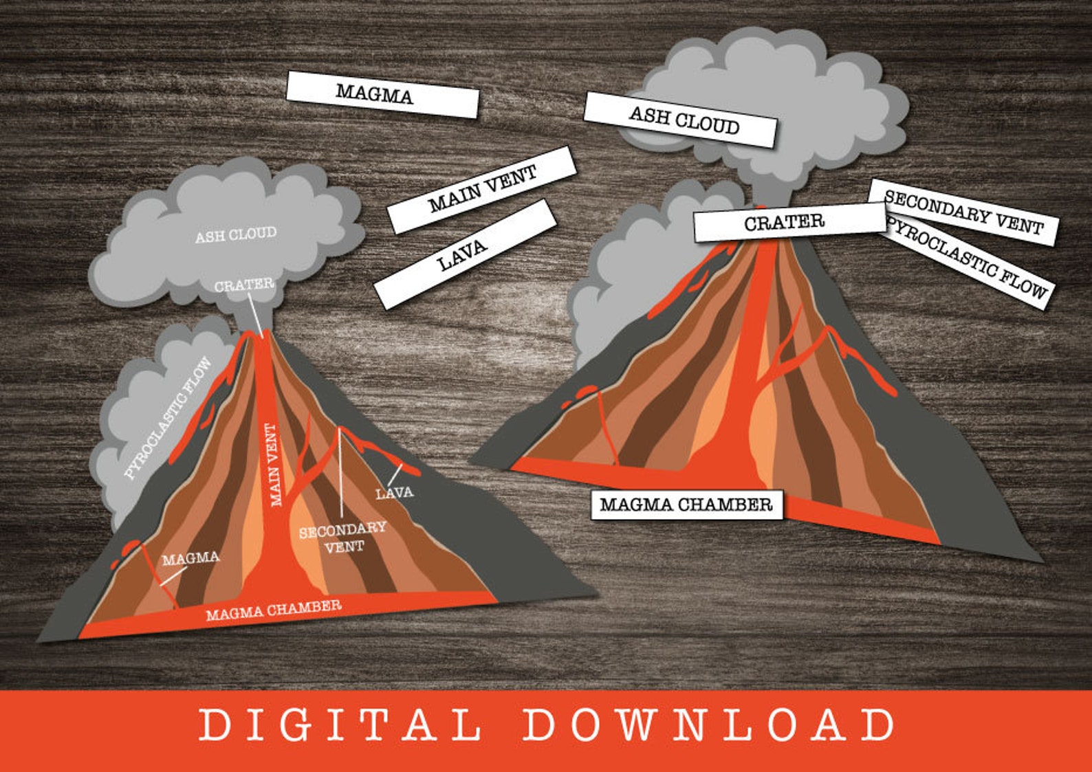 Volcano Kids Labelling Activity Instant Digital Download - Label Parts ...