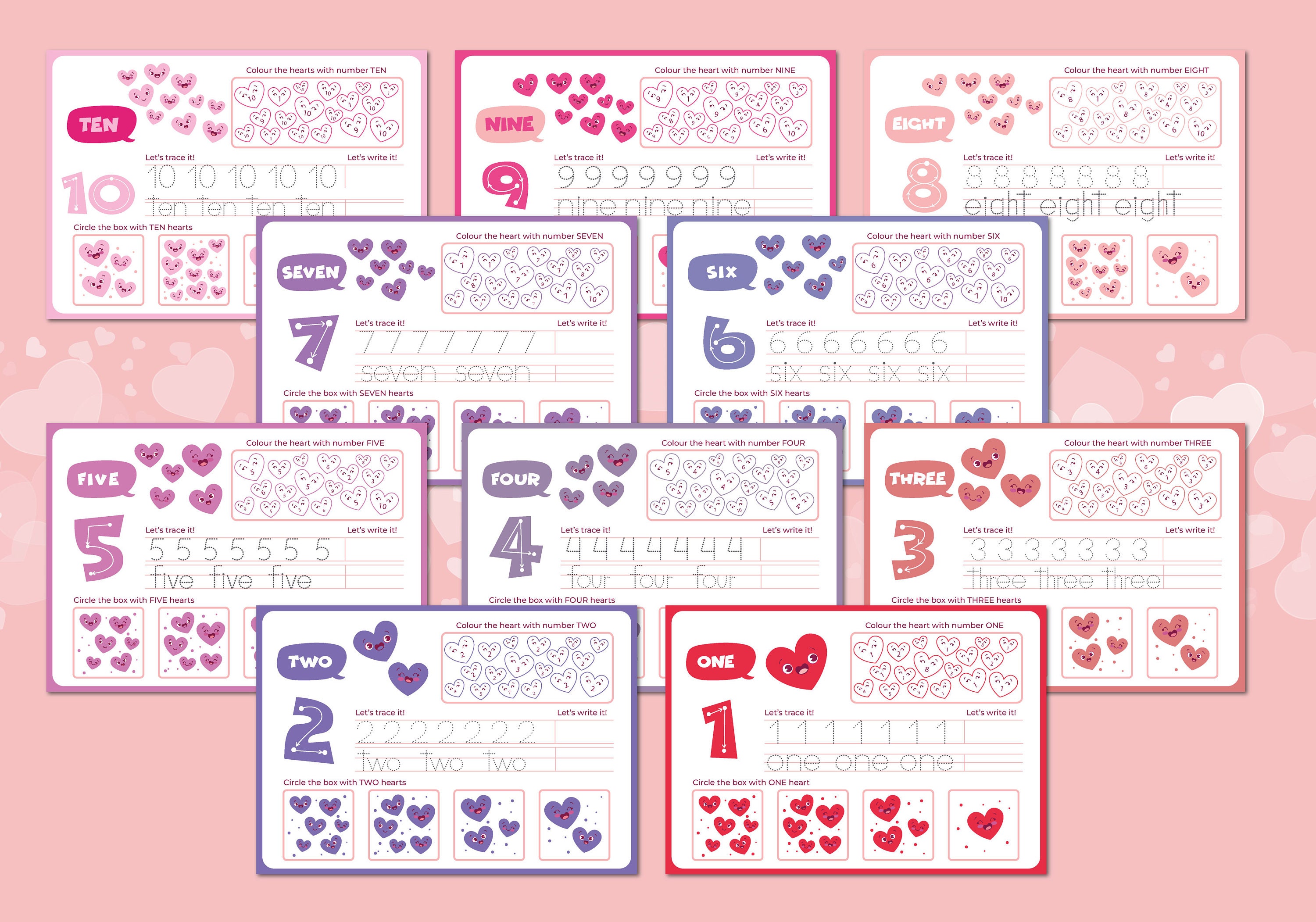 Heart Counting, Worksheet Activity Sheet - Instant Digital Download ...