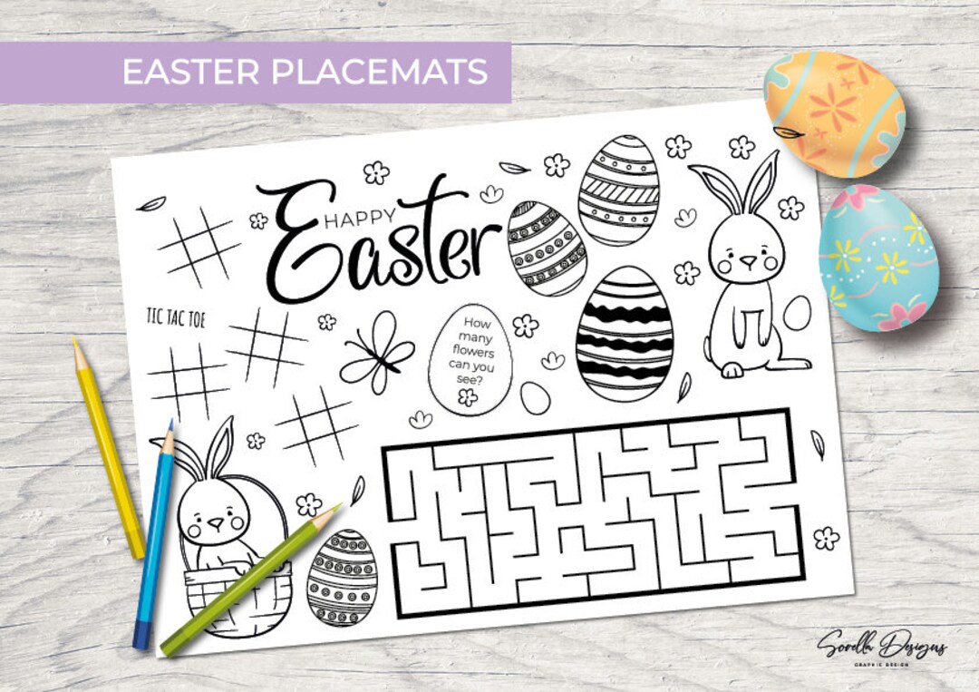 Easter Placemat Activity Sheet - Instant Digital Download - Easter ...