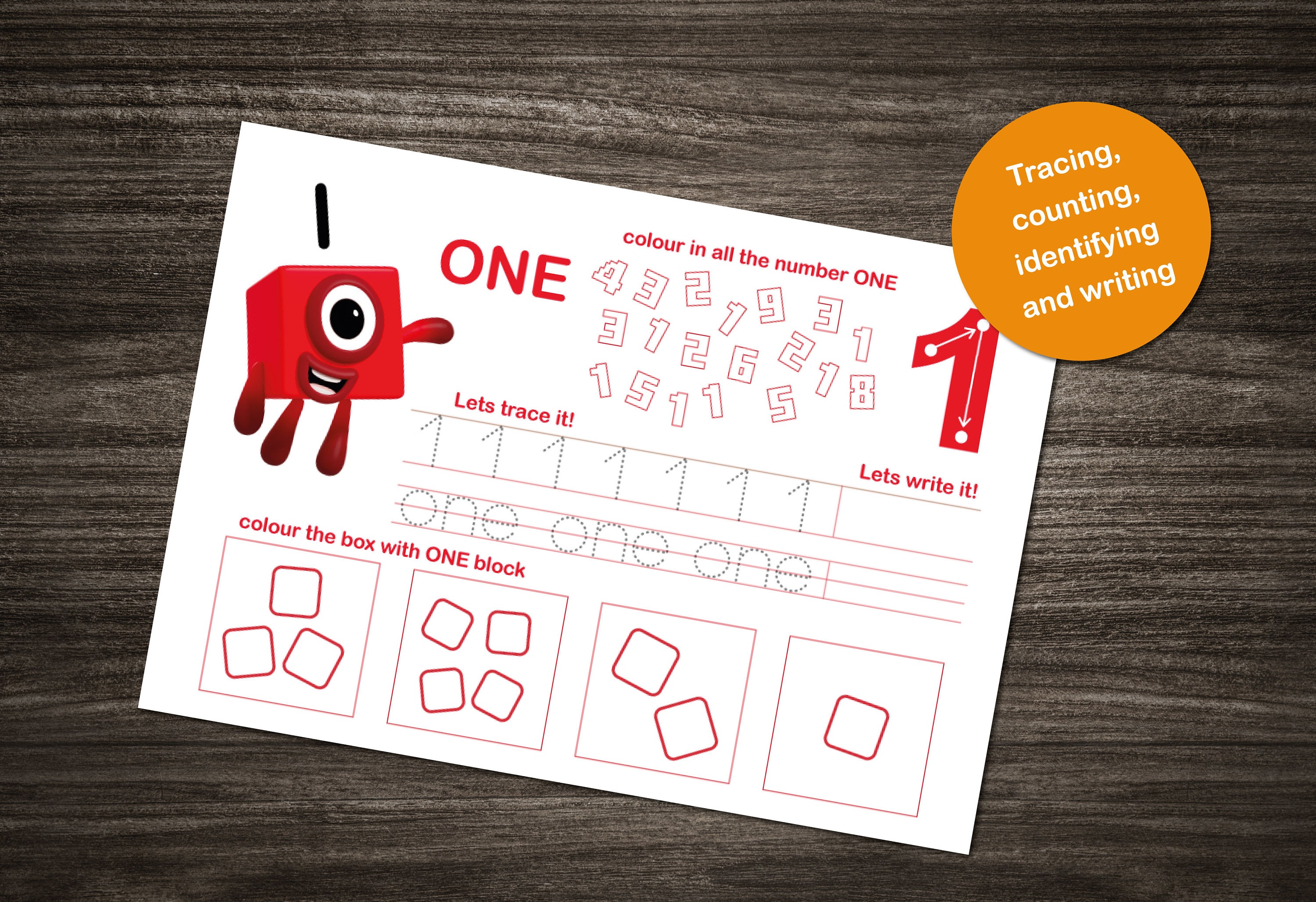 Numberblocks Counting Activity Sheet Instant Digital Download Learning ...