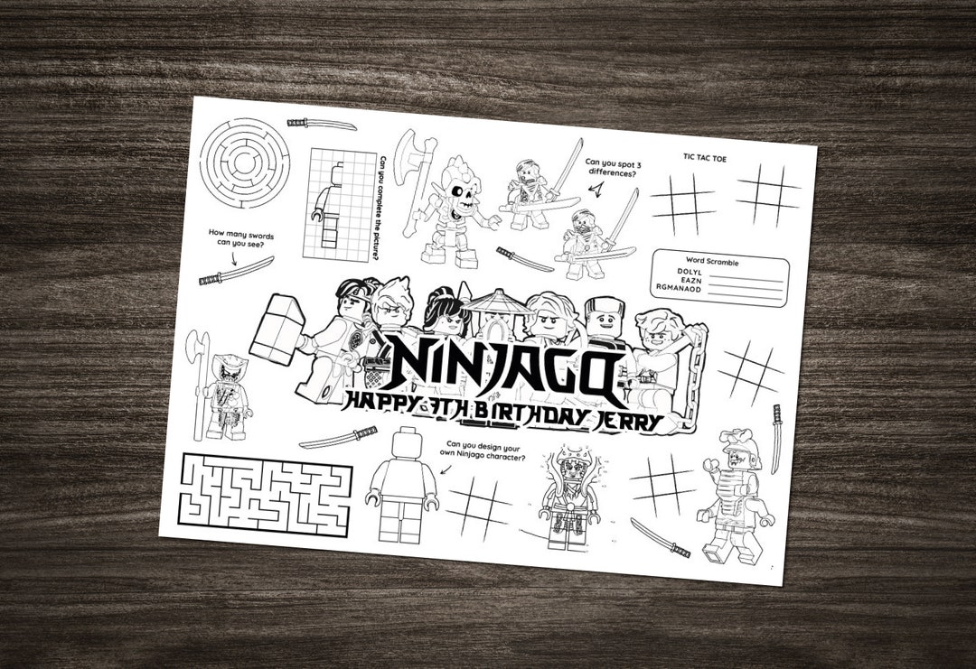 Personalised Ninjago Activity Sheet Placemat Digital Download Art ...